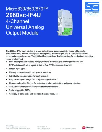 Datasheet 2080sc-IF4U – Spectrum Controls